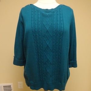 Studio Works | Sweaters | Teal Sweater 34 Sleeves Button Detail ...